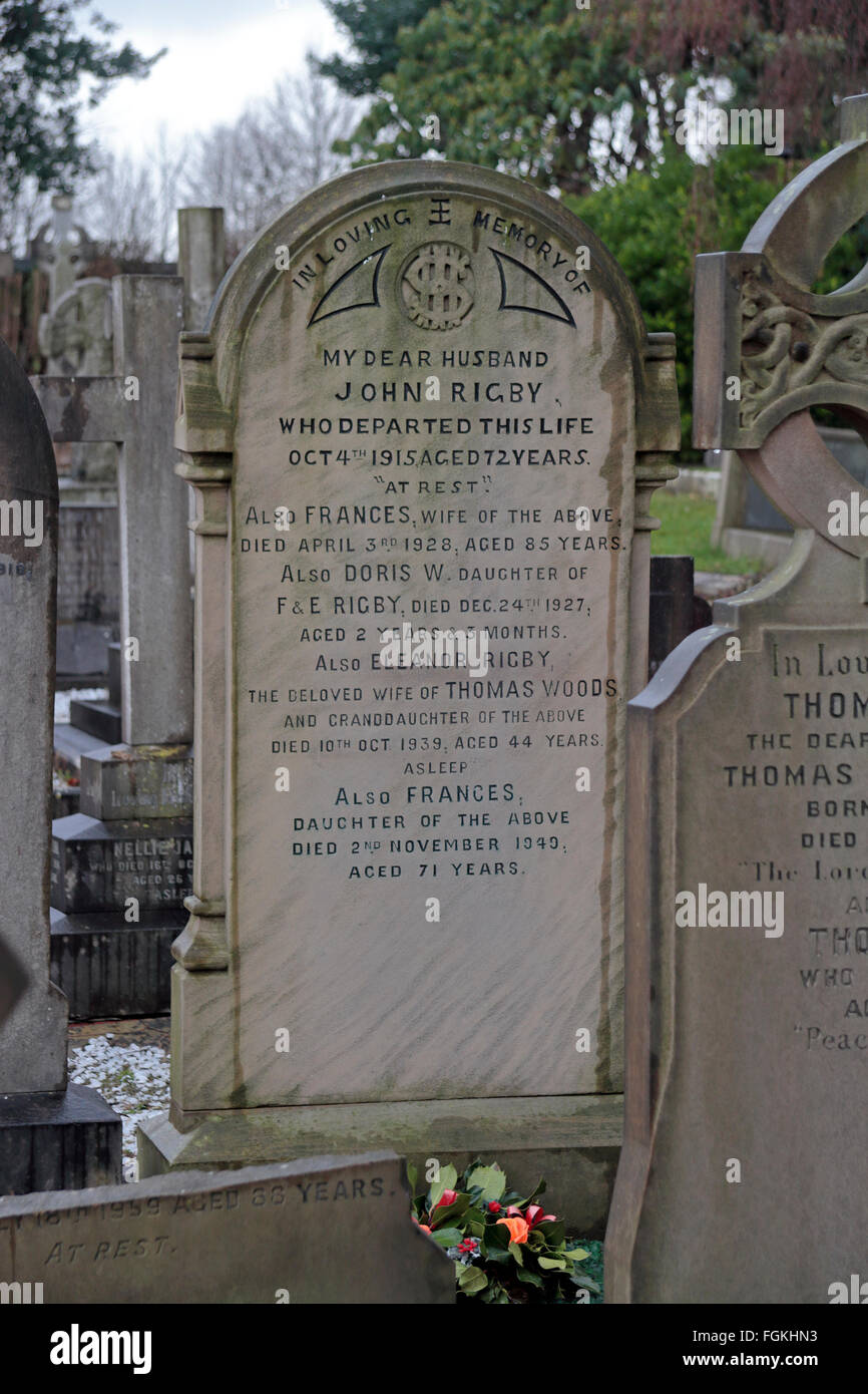 The grave of Eleanor Rigby in St Peter's Church cemetery, Woolton ...