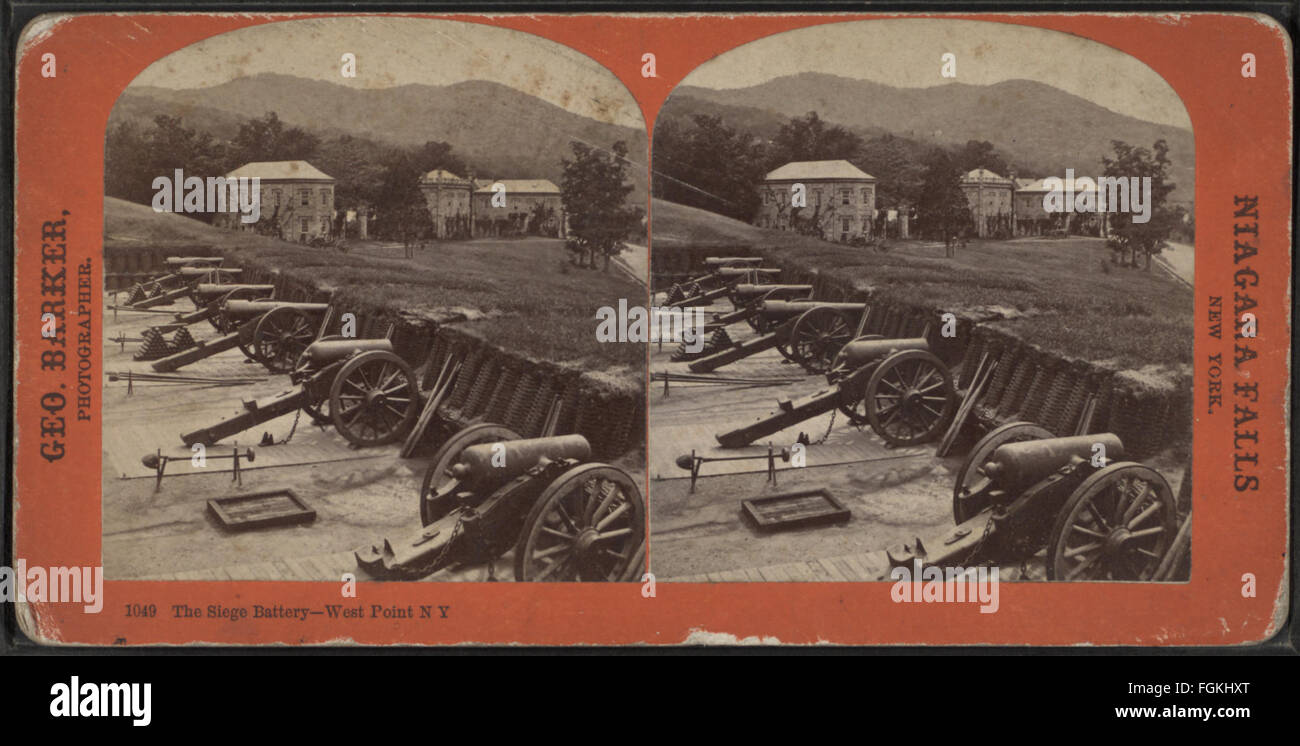 A photograph by George Barker of a siege battery at West Point, New ...