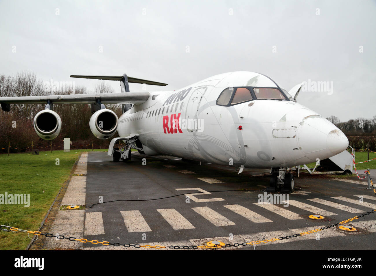 An Avro RJX 100 plane on display at the Runway Visitor Park, Manchester ...
