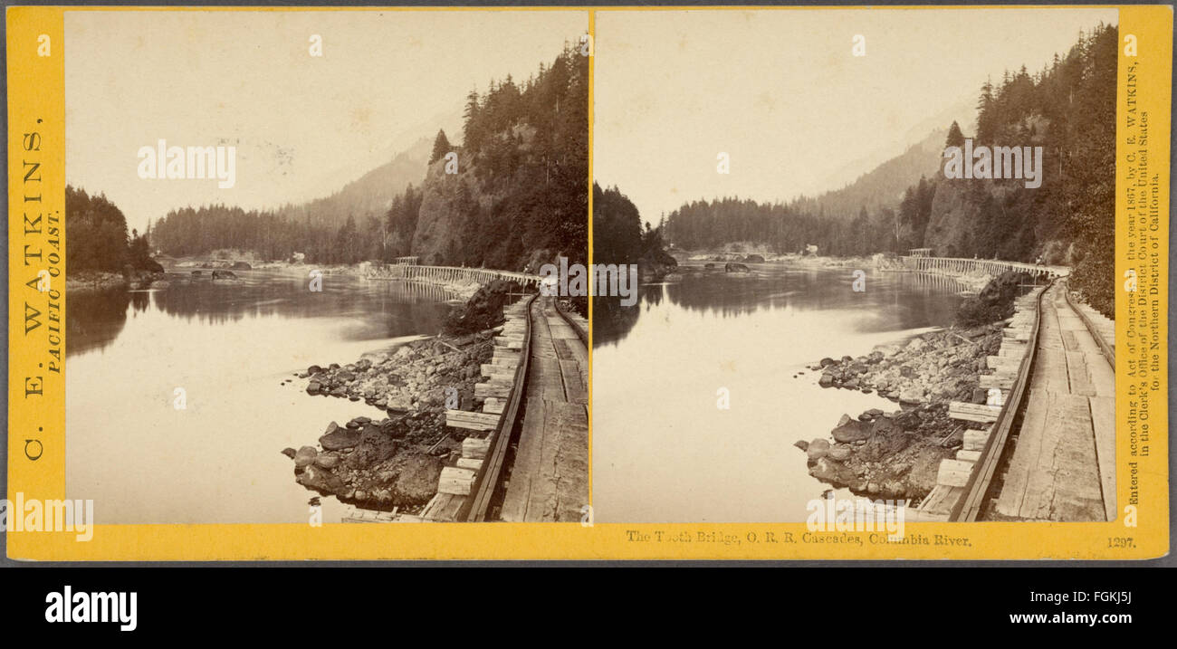 A photograph of the Tooth Bridge over the Columbia River Cascades ...