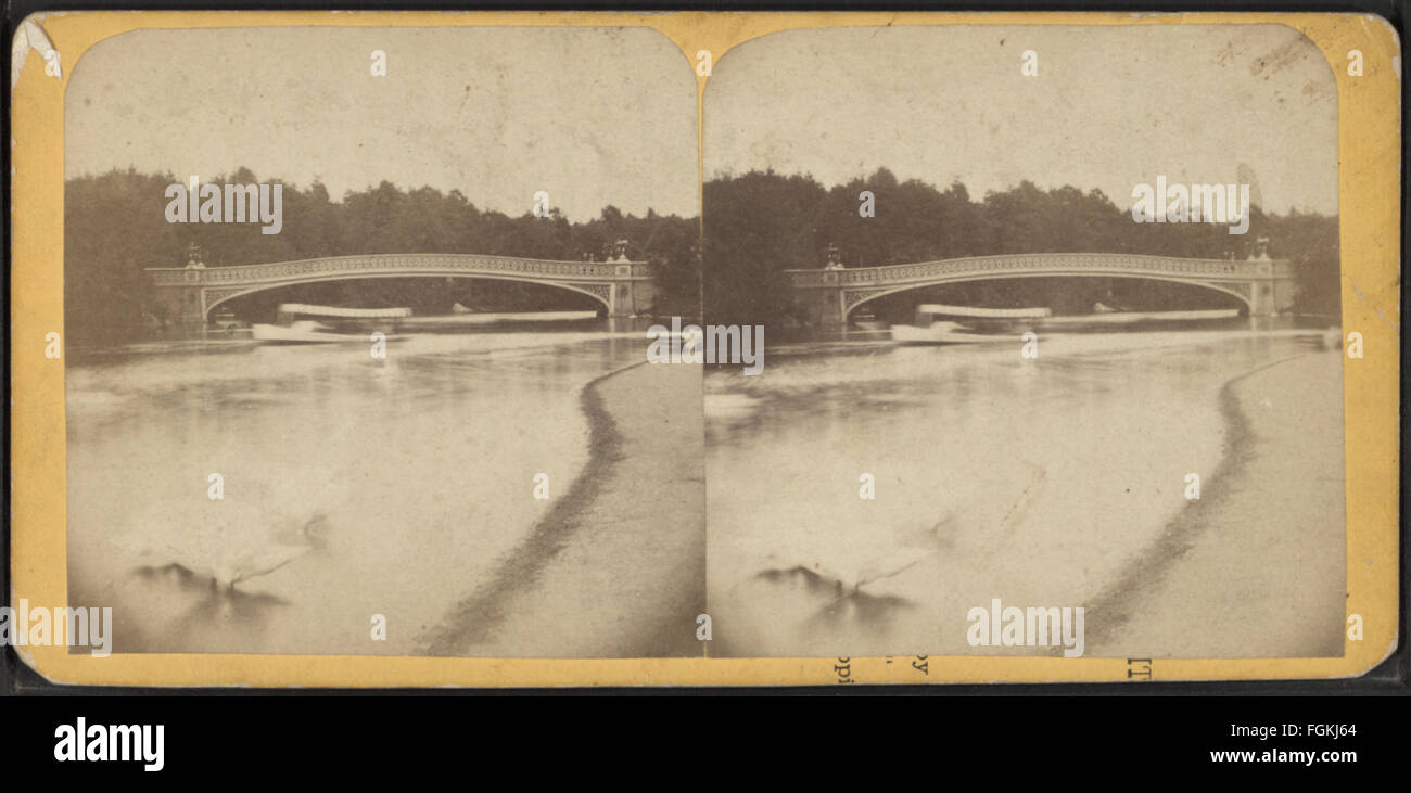 A photograph by William M. Chase showing Bow Bridge, an iconic bridge ...