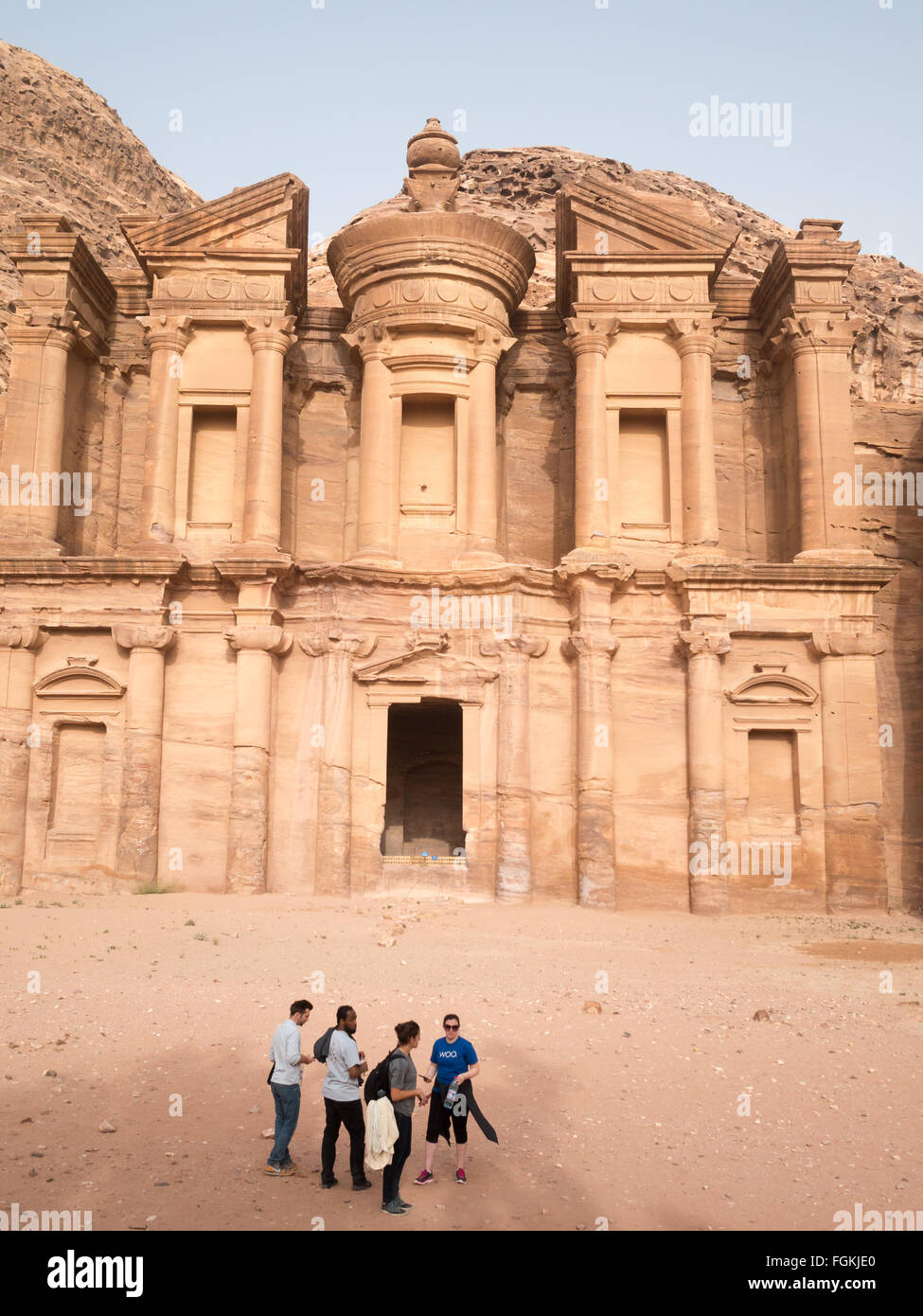Tourists by the Monastery in Petra Stock Photo - Alamy