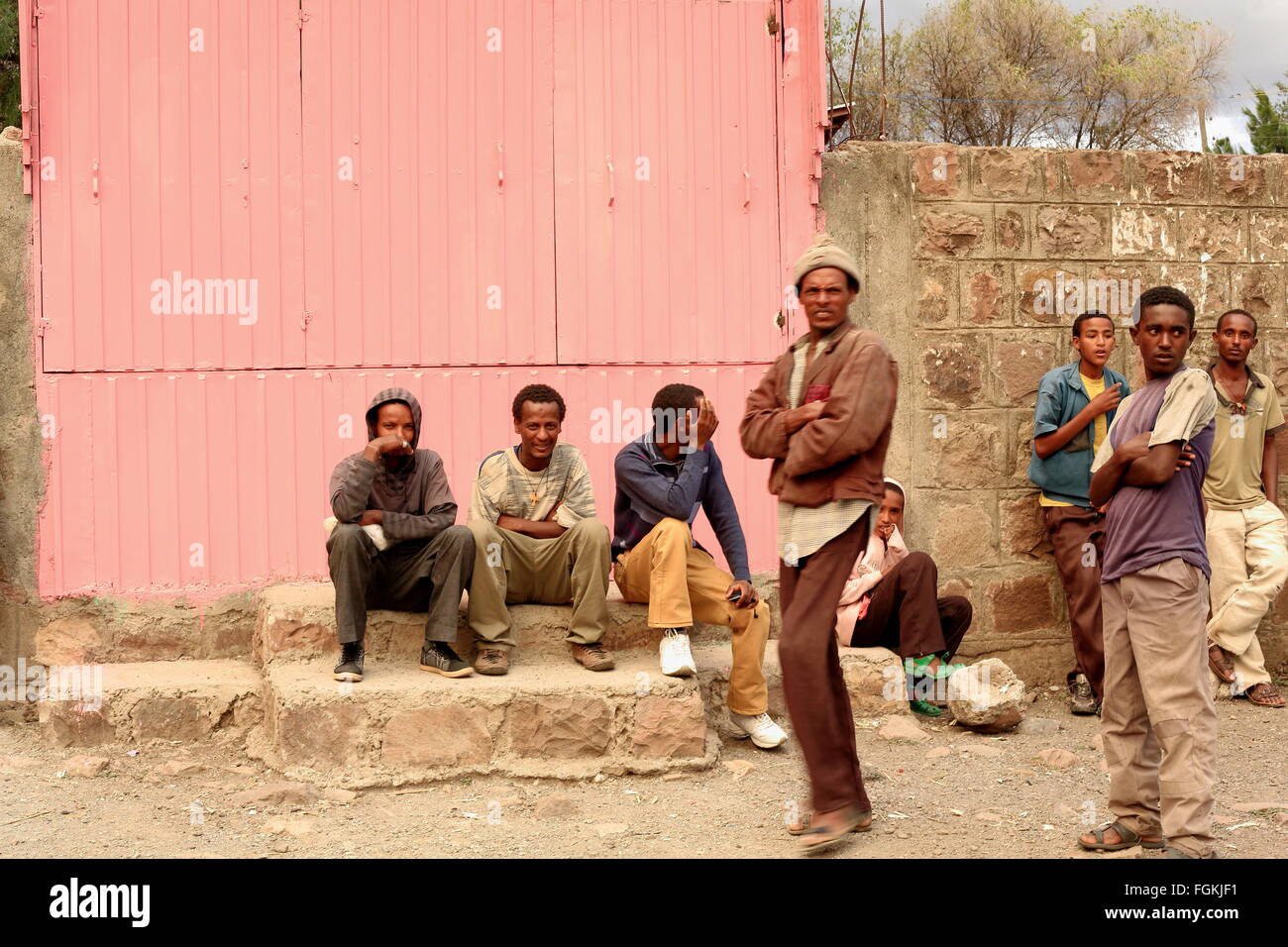 KOMBOLCHA, ETHIOPIA-MARCH 24: Devotees wait outside Bete Gebriel-St ...
