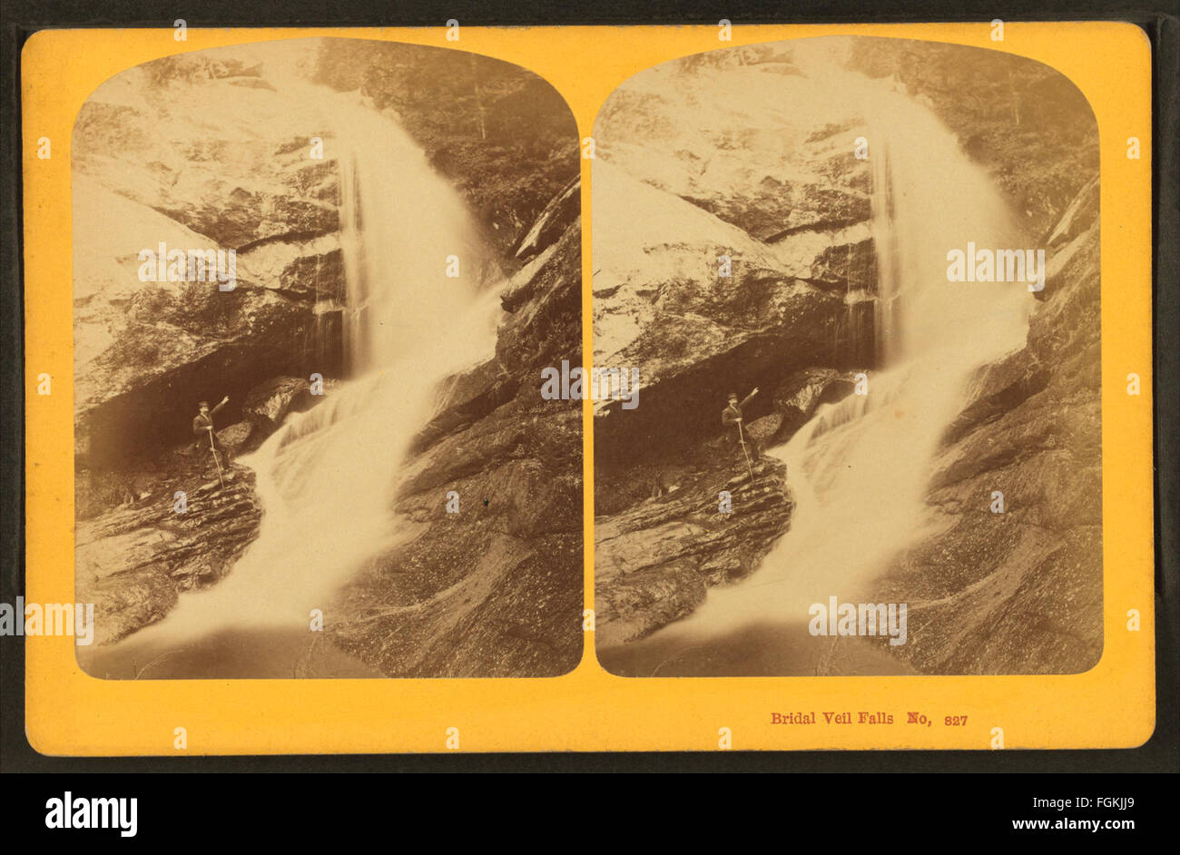 A stereoscopic view of Bridal Veil Falls, showing the waterfall in a ...