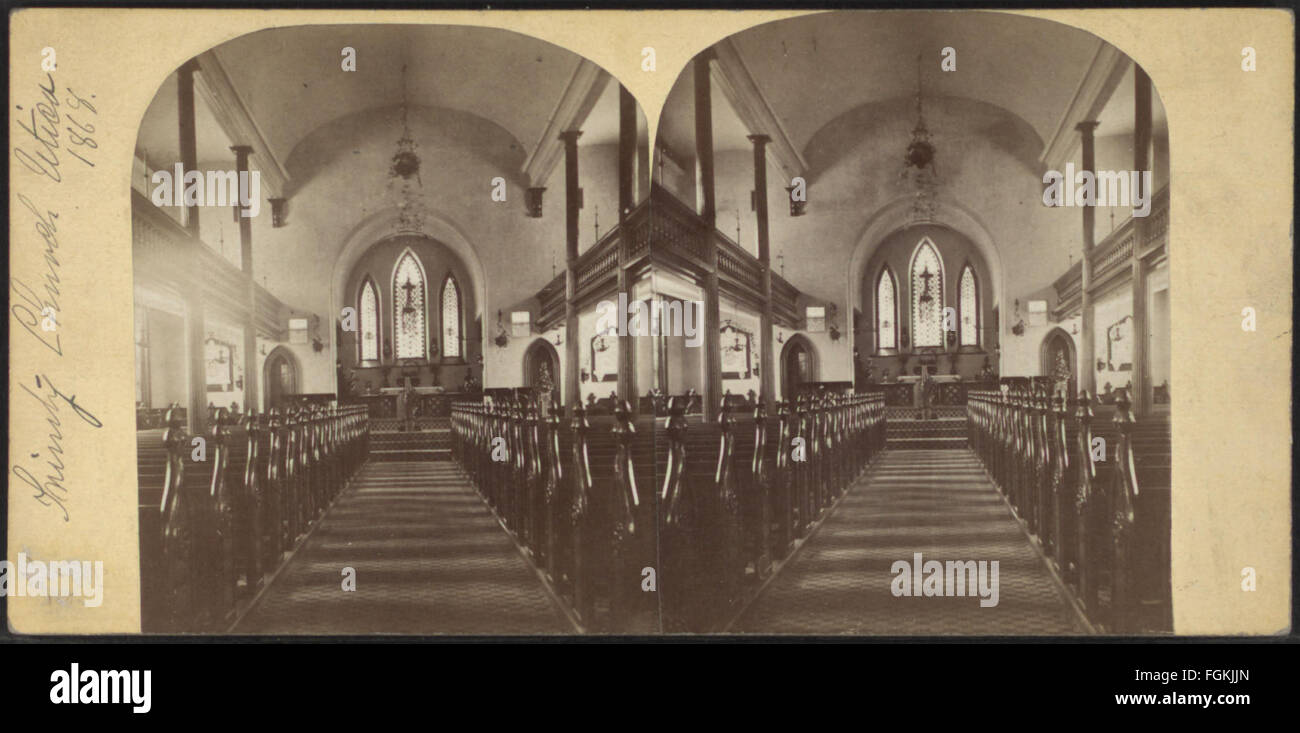 A photograph showing the interior of Trinity Church in Utica, taken in ...