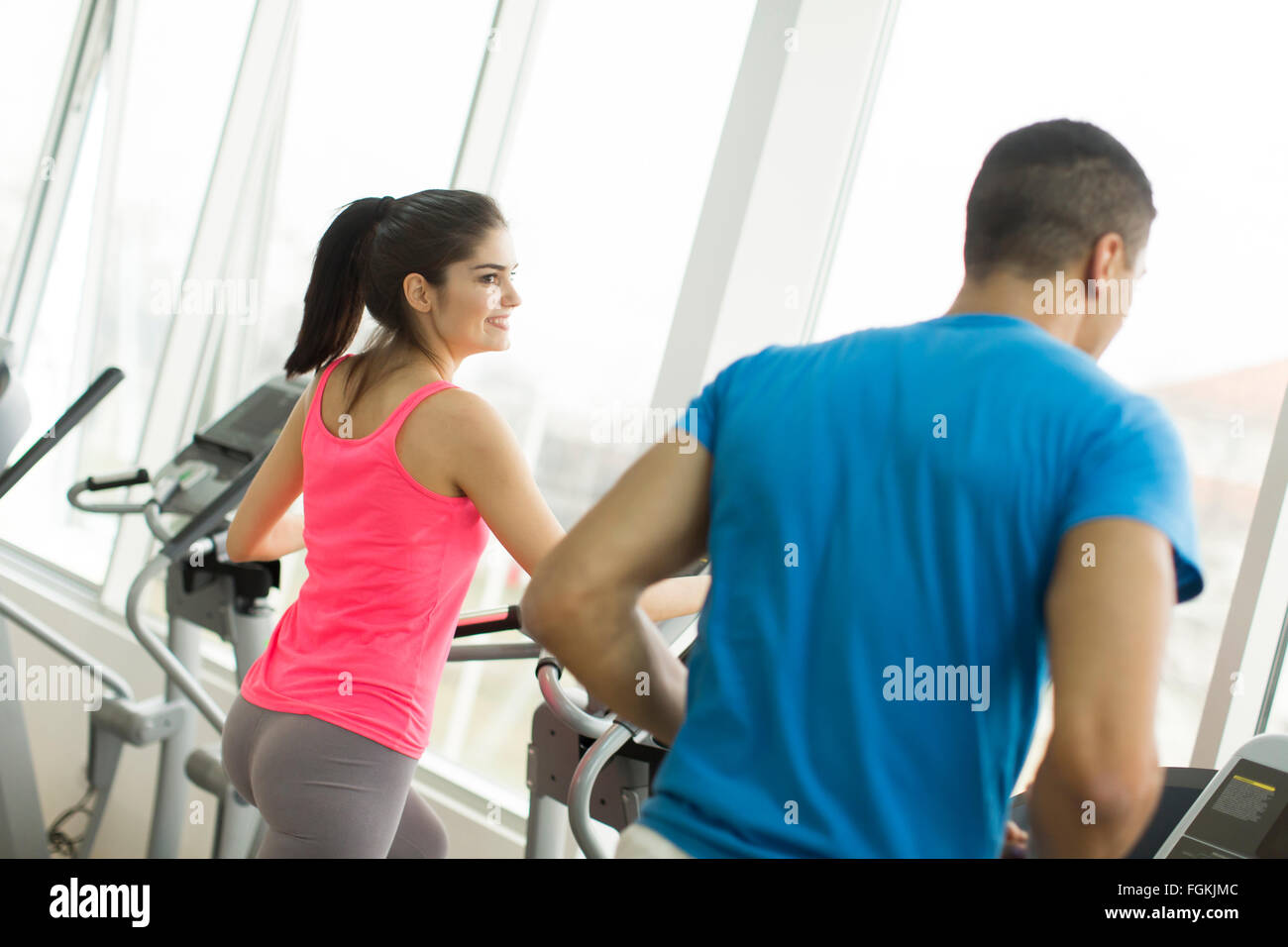 Young multiracial people training in the gym Stock Photo - Alamy