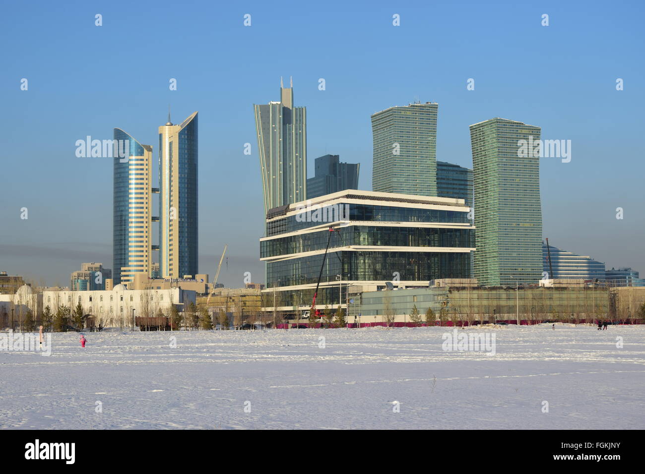 Street view with modern buildings in Astana, capital of Kazakhstan ...