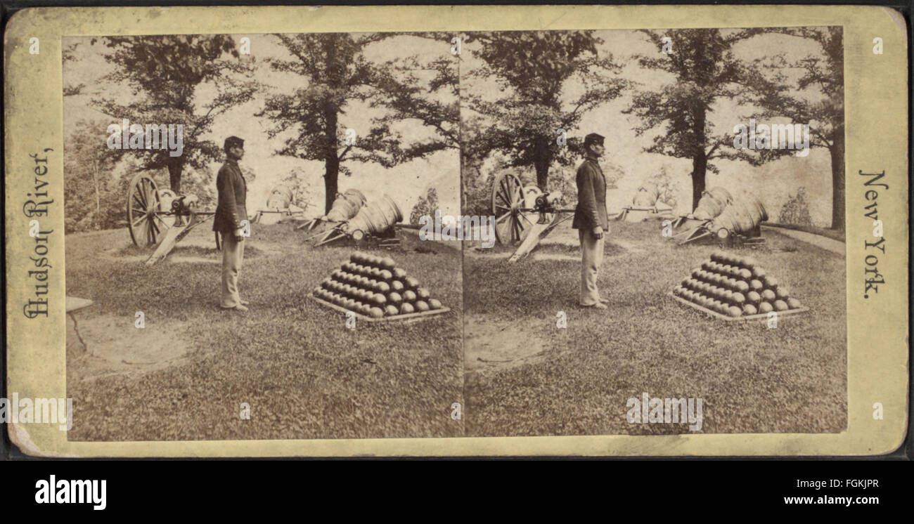 This stereoscopic image depicts Trophy Point at West Point, New York ...