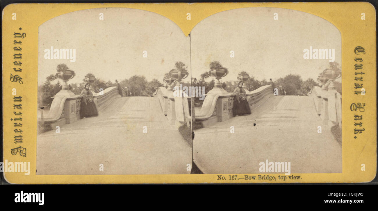 A photograph taken from above Bow Bridge, capturing the distinctive ...