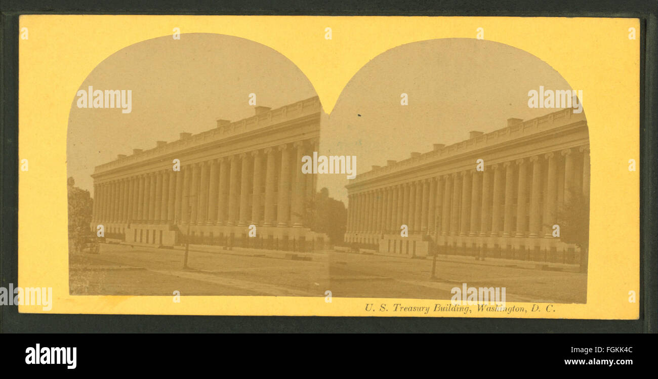 A historic photograph of the U.S. Treasury Building in Washington, D.C ...