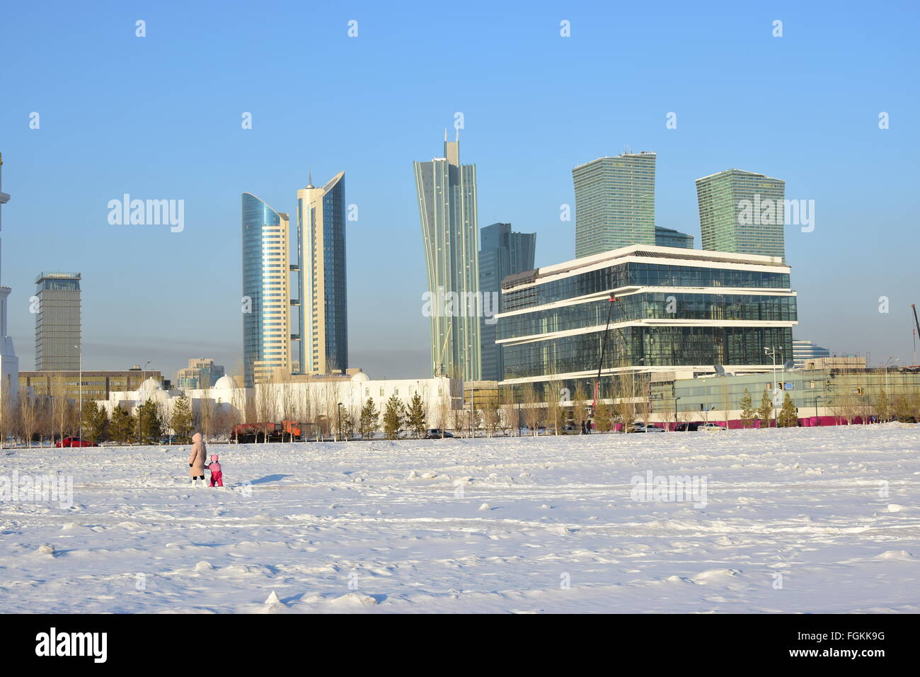 Street view with modern buildings in Astana, capital of Kazakhstan ...