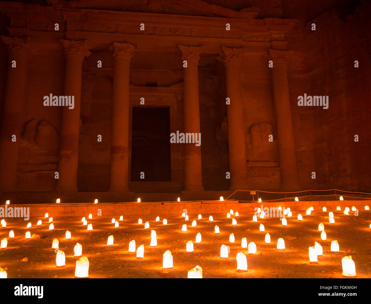Candles by Petra's Monastery at night Stock Photo - Alamy