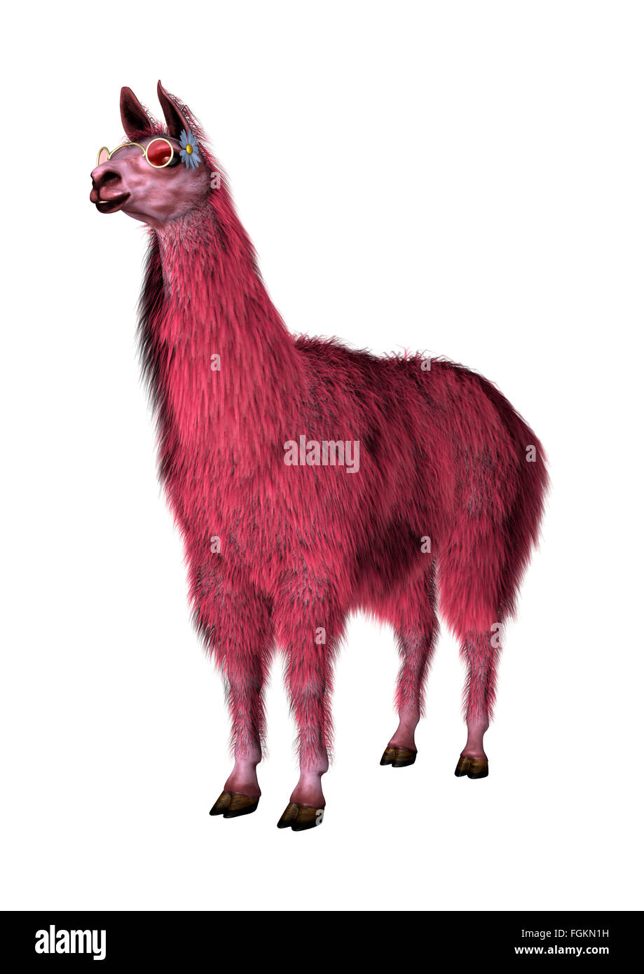 3D digital render of a pink lama isolated on white background Stock ...