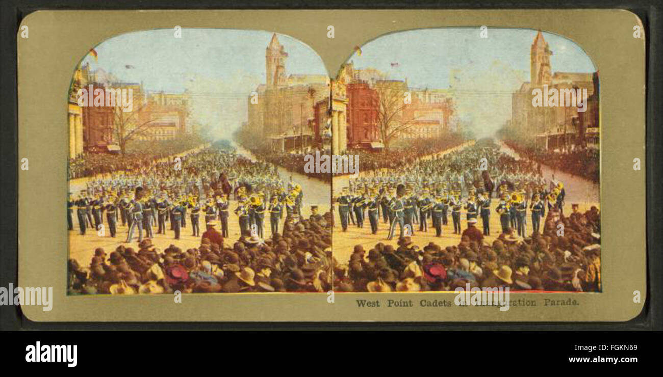 This historical photograph shows West Point cadets marching in the ...