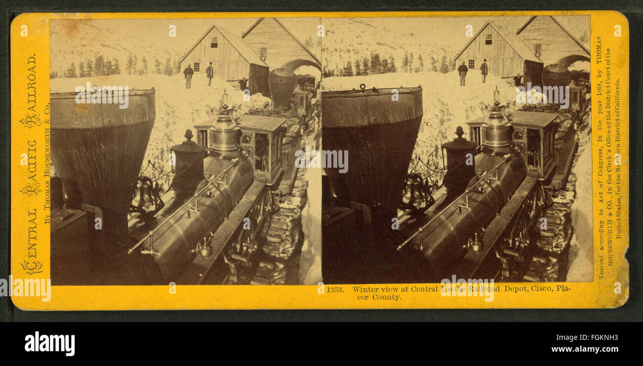 This vintage photograph by Thomas Houseworth & Co. shows a winter scene ...