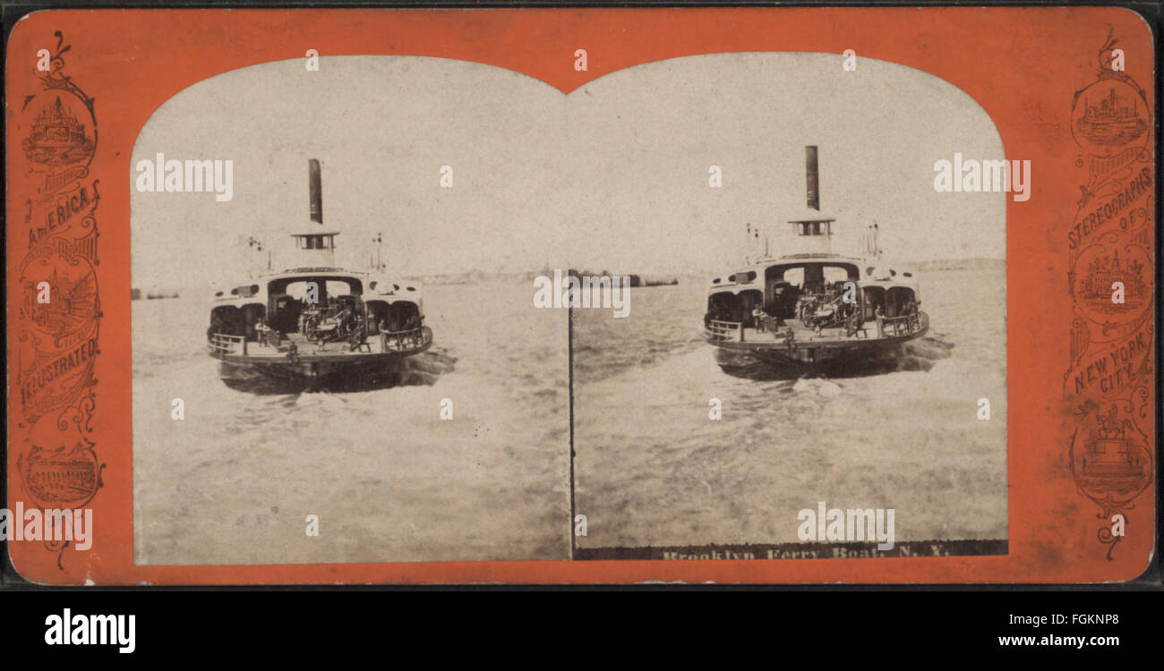 A historical photograph of the Brooklyn ferry boat, part of the Robert ...