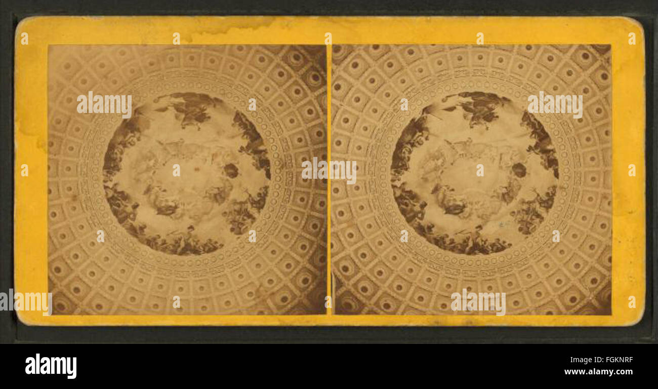 An iconic allegorical painting by Brumidi, displayed in the dome of the ...