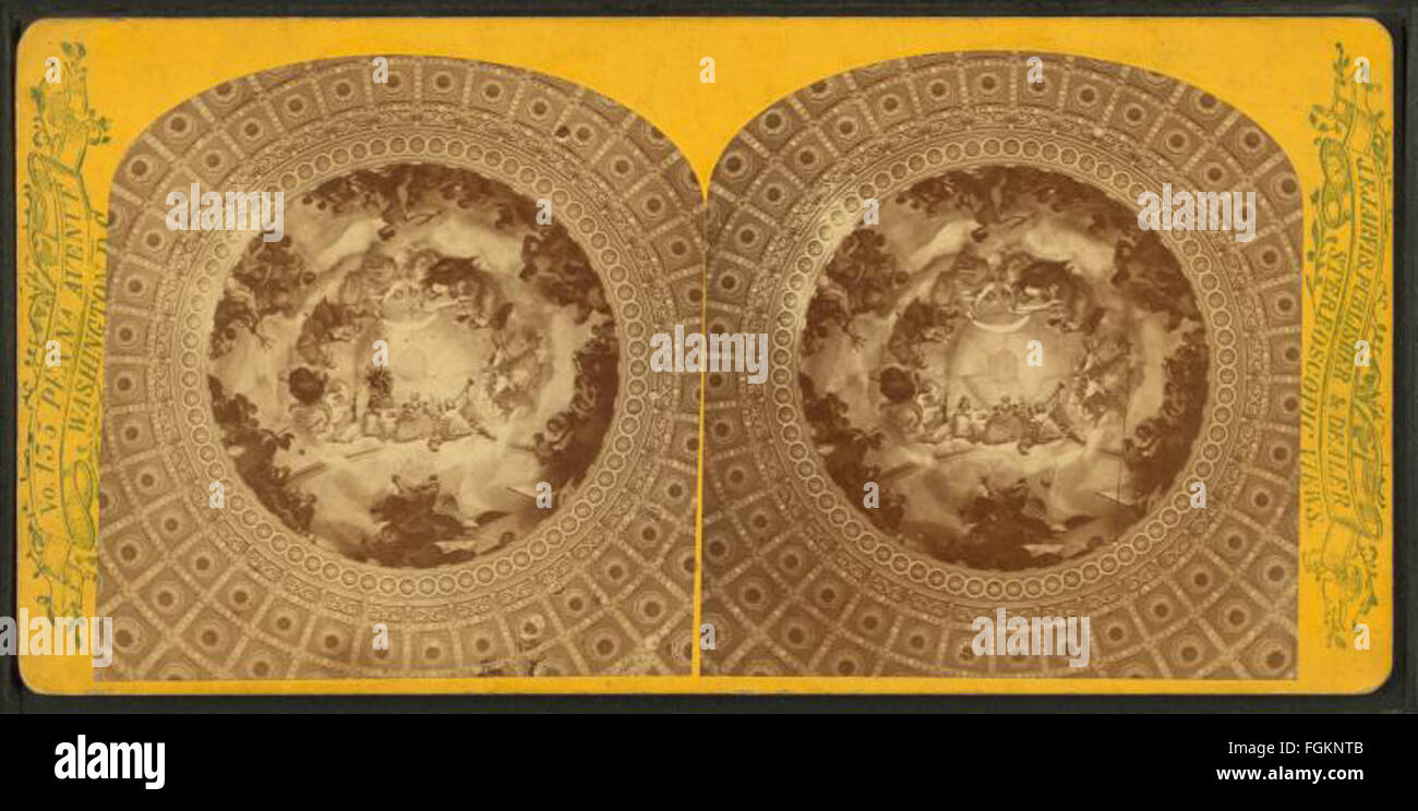 An image showcasing Brumidi's allegorical painting on the dome of the U ...