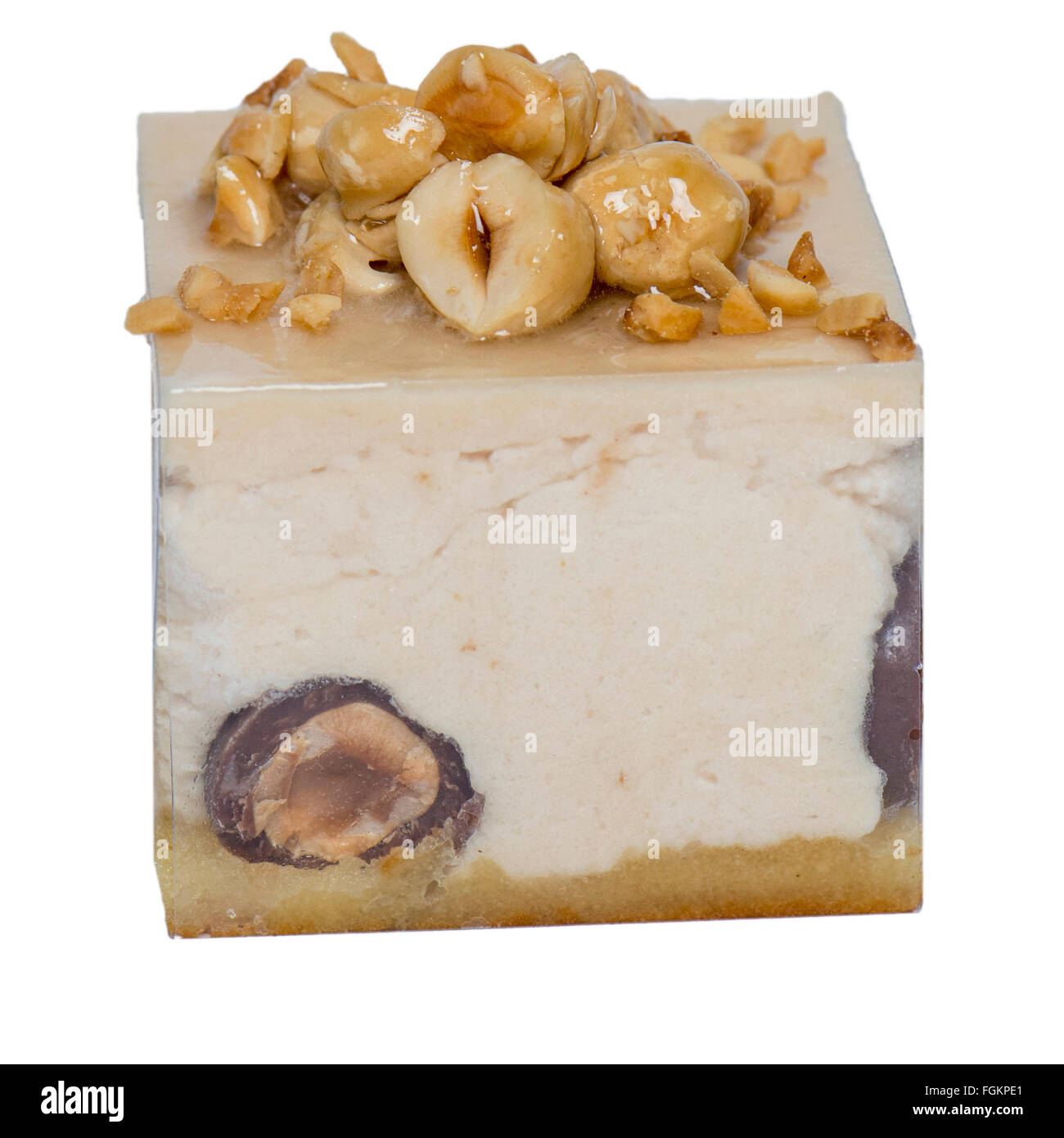 cubes of ice cream with fruit and nuts of various colors, cropped to ...