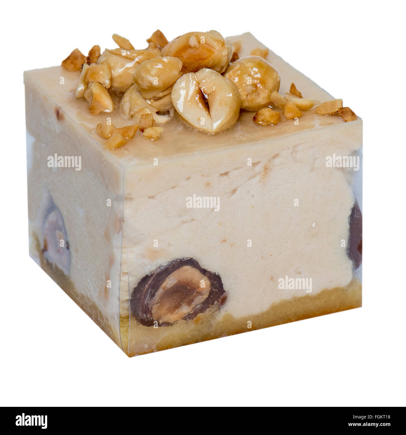 cubes of ice cream with fruit and nuts of various colors, cropped to ...