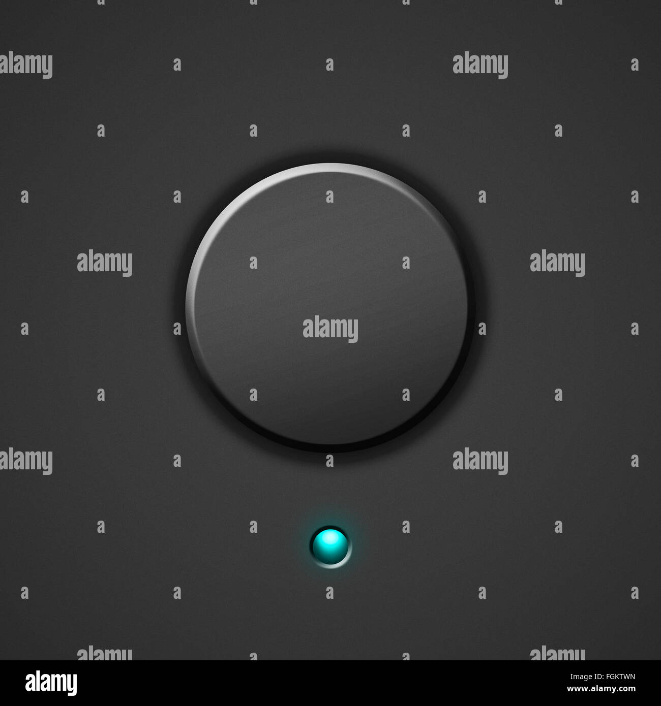 Black power button with a blue LED Stock Photo - Alamy