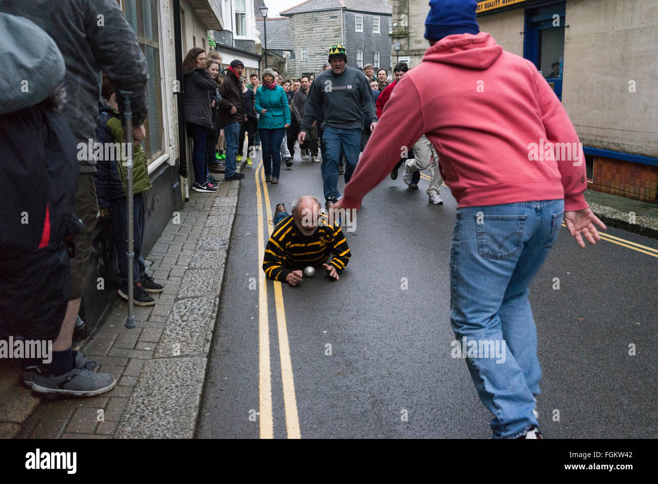 Hurling in St Columb Major, Cornwall, Britain - 20 February 2016 Stock ...