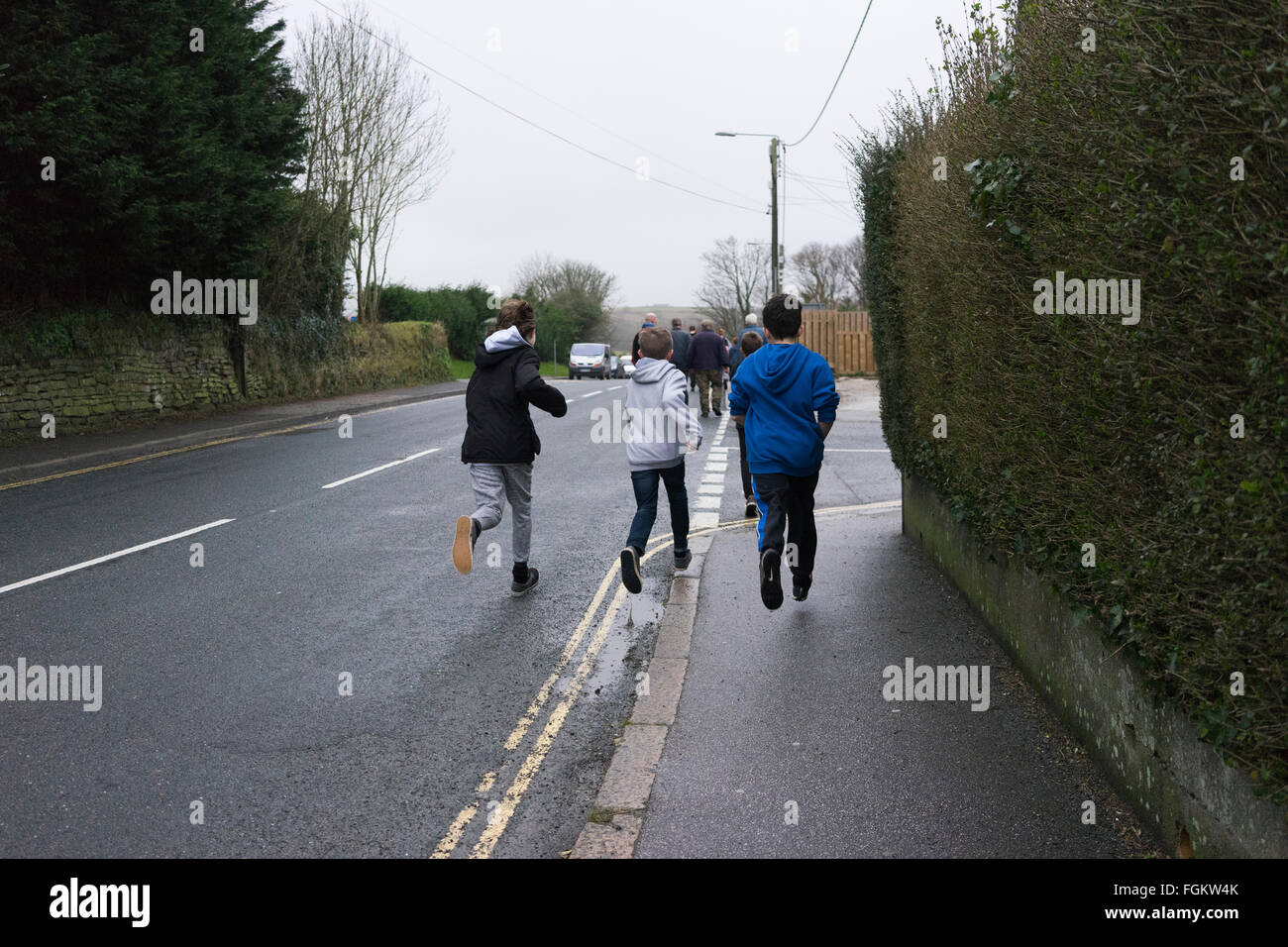 Hurling in St Columb Major, Cornwall, Britain - 20 February 2016 Stock ...