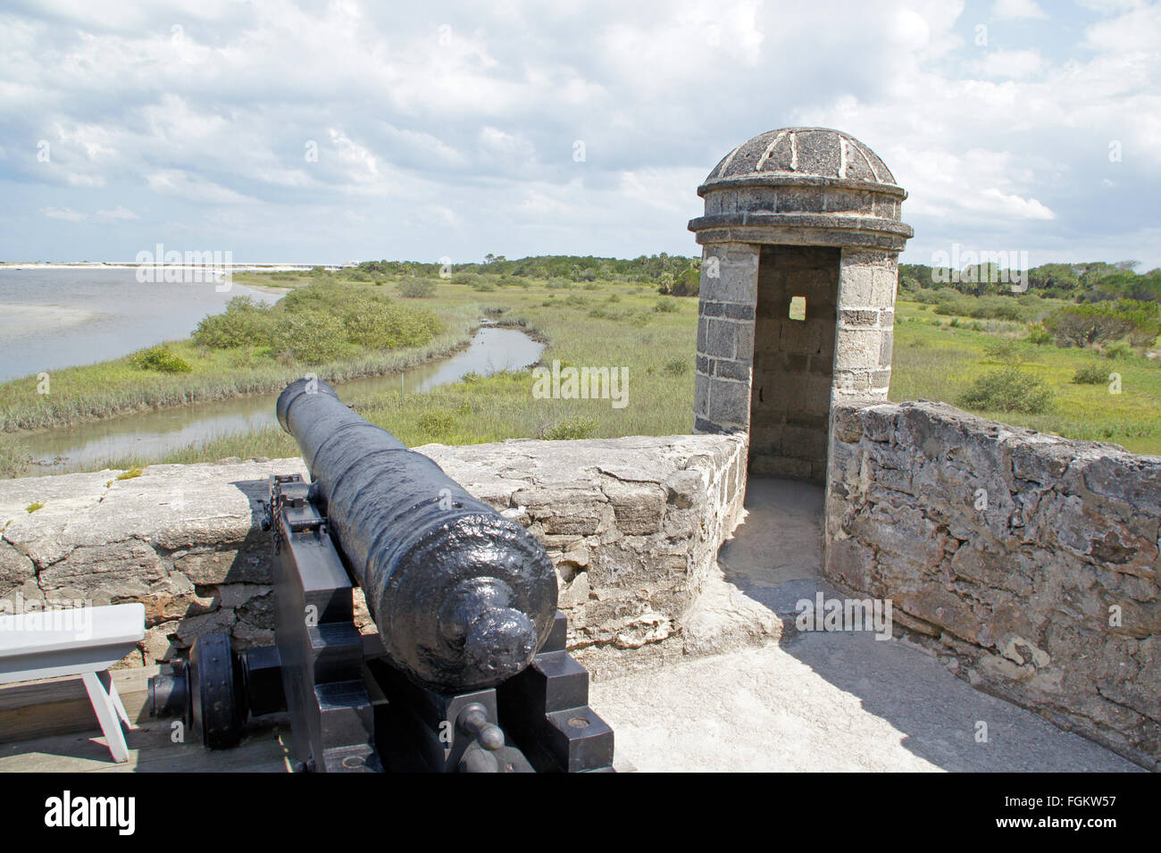 Fort Matanzas, Spanish colonial outpost, at river bank south of St ...
