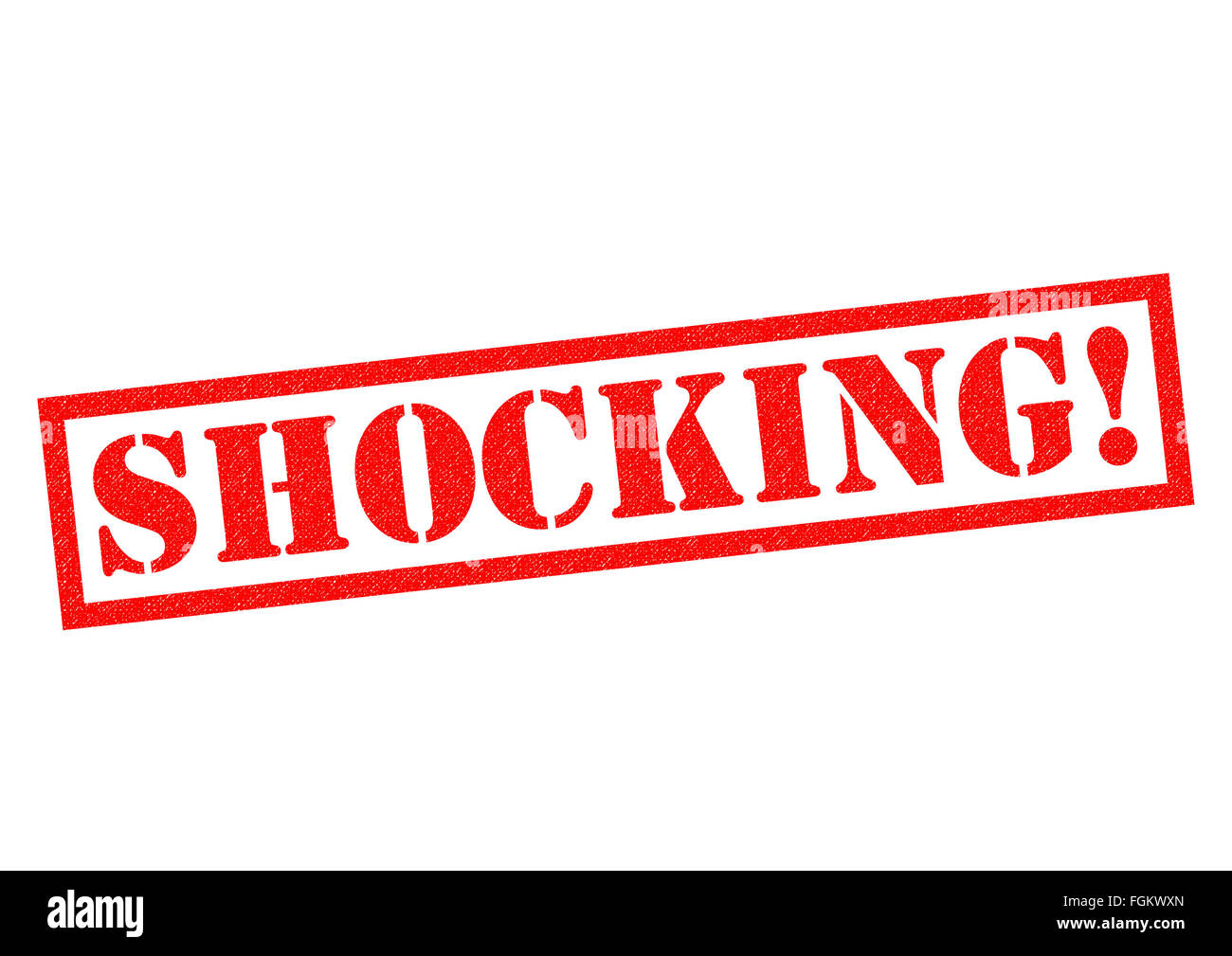 SHOCKING! red Rubber Stamp over a white background Stock Photo - Alamy