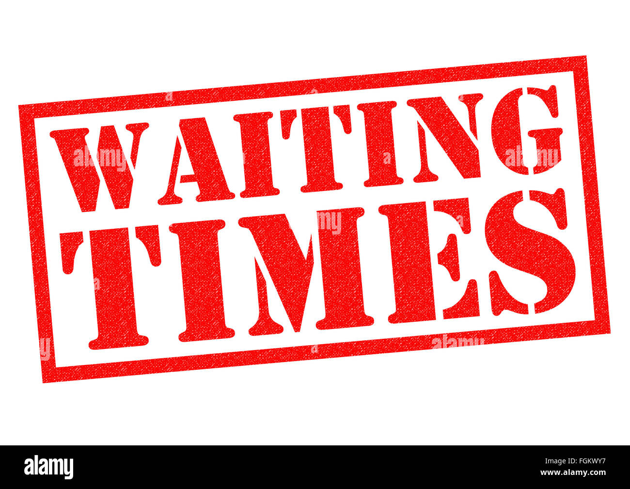 WAITING TIMES red Rubber Stamp over a white background Stock Photo - Alamy