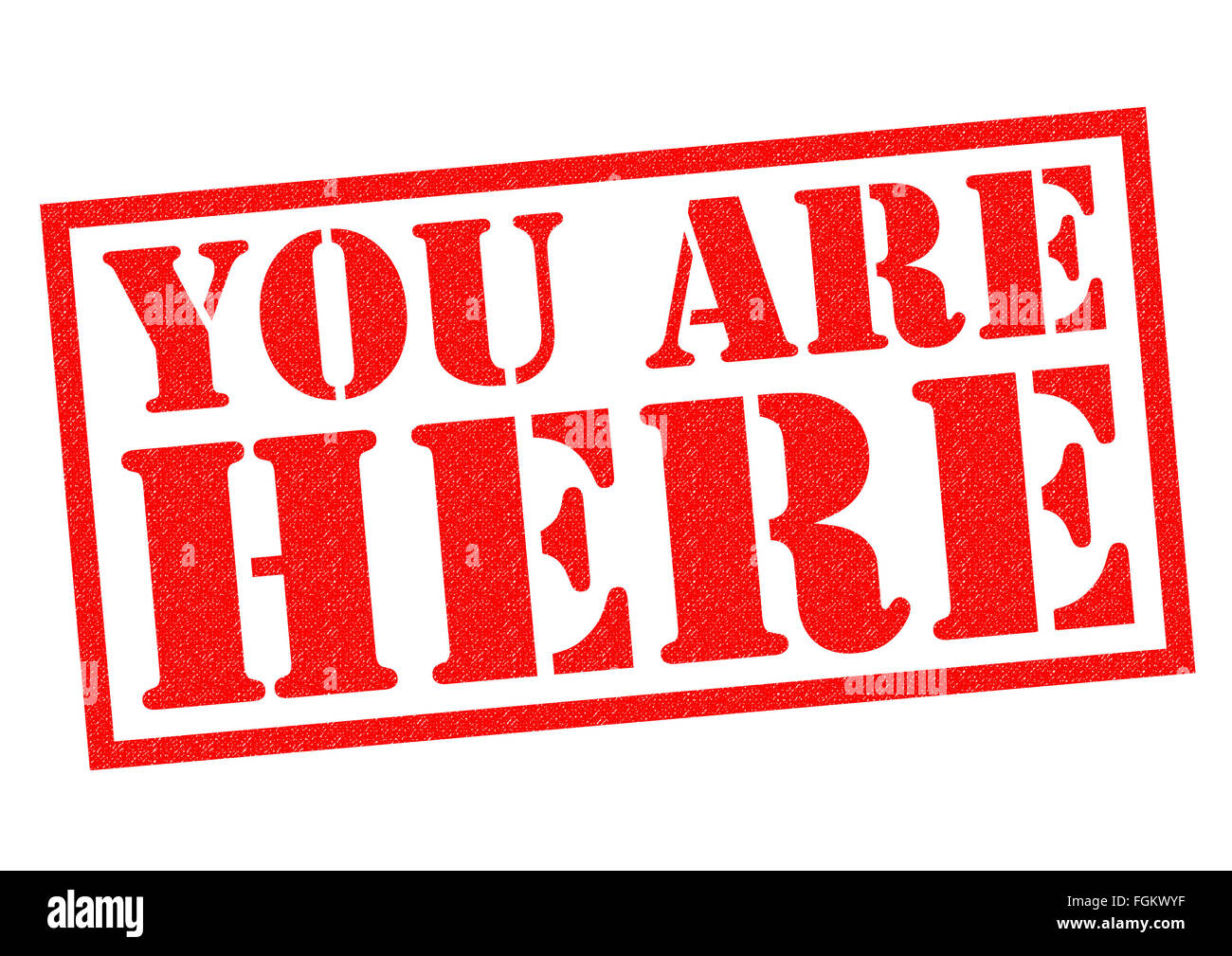 YOU ARE HERE red Rubber Stamp over a white background Stock Photo - Alamy