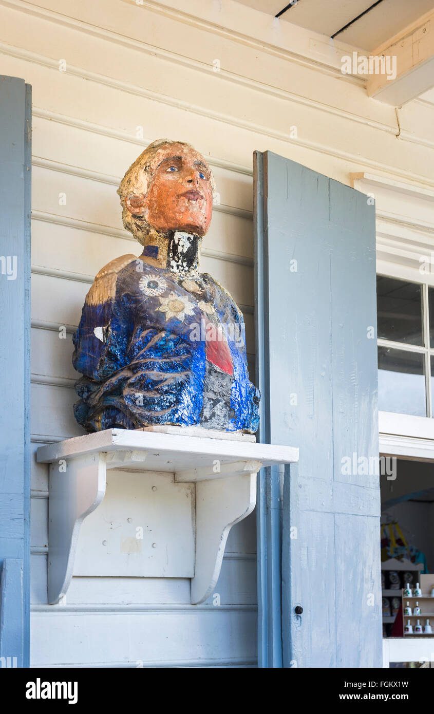 Flaking paintwork bust of Lord Nelson in the popular Nelson's Dockyard ...