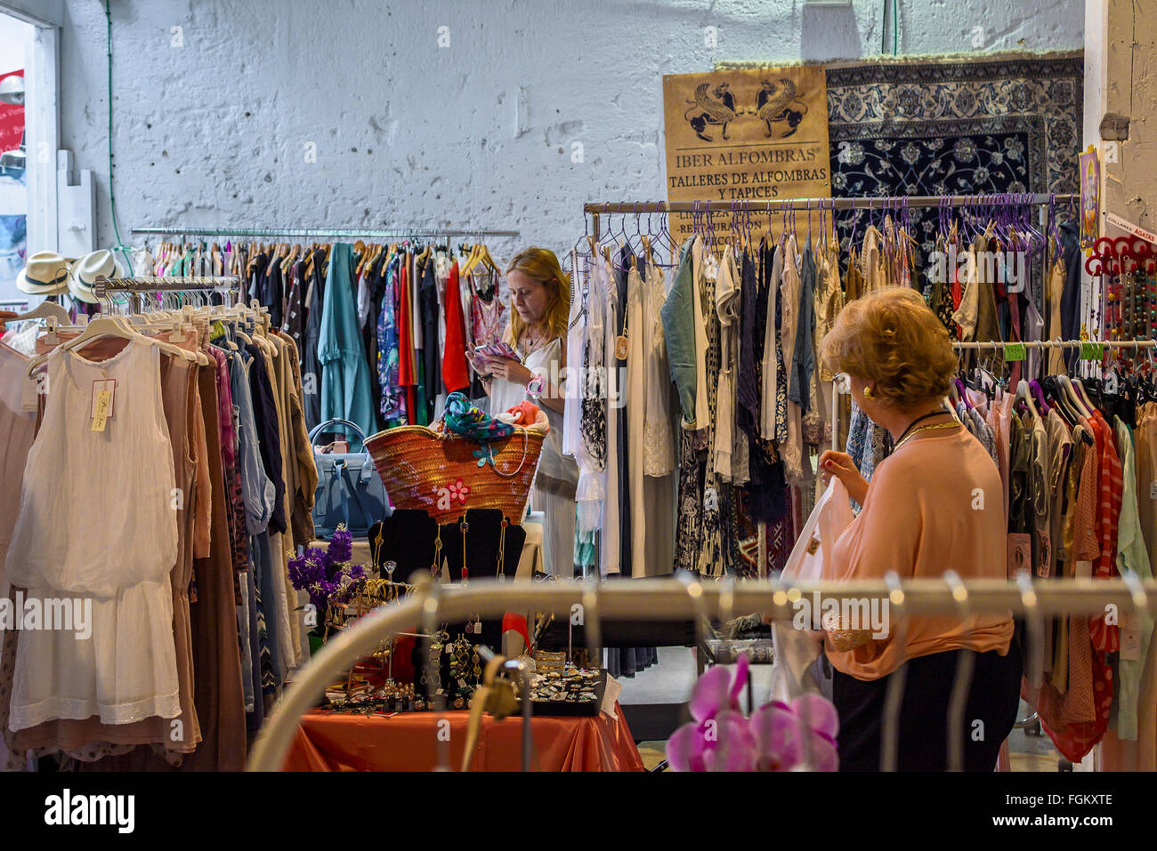 View of a clothes store in Madrid city, Spain Stock Photo - Alamy
