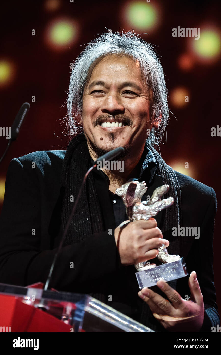 Berlin, Germany. 20th Feb, 2016. Philippine director Lav Diaz receives ...
