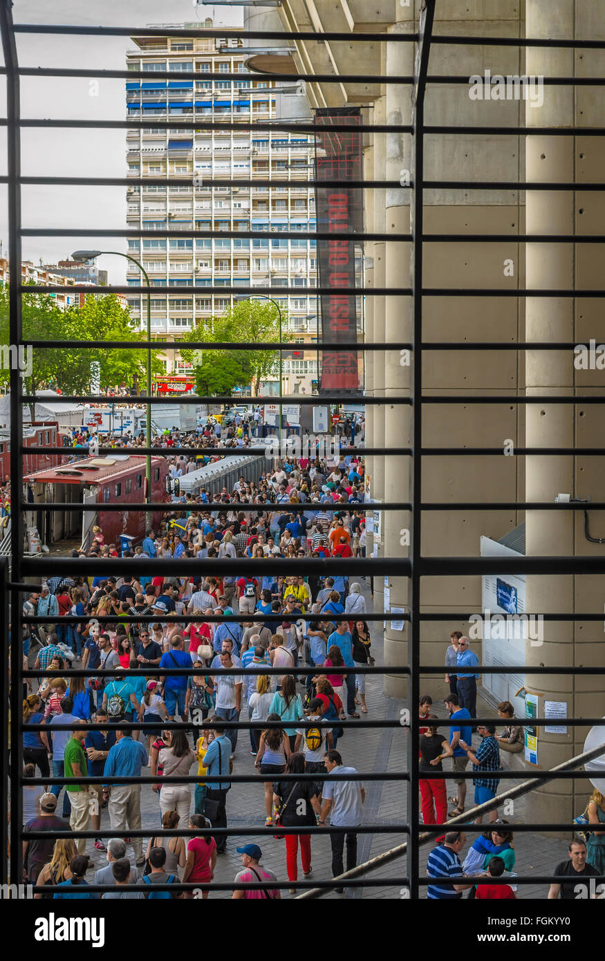 View of a crowd from the first floor of Bernabeu Football Stadium ...