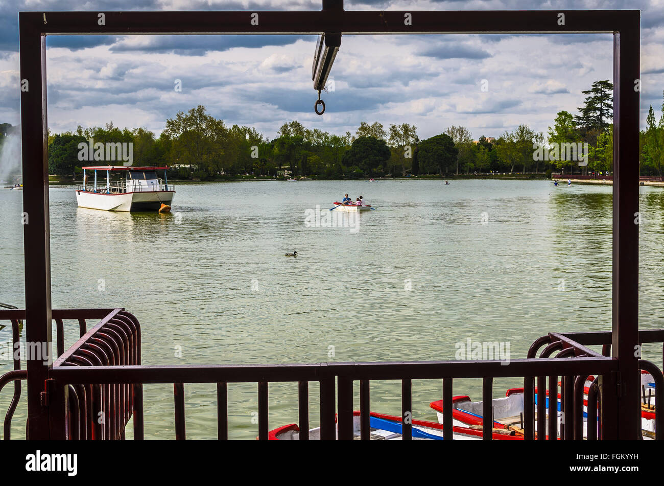 View of the Country House lake inside of a metal frame Stock Photo - Alamy