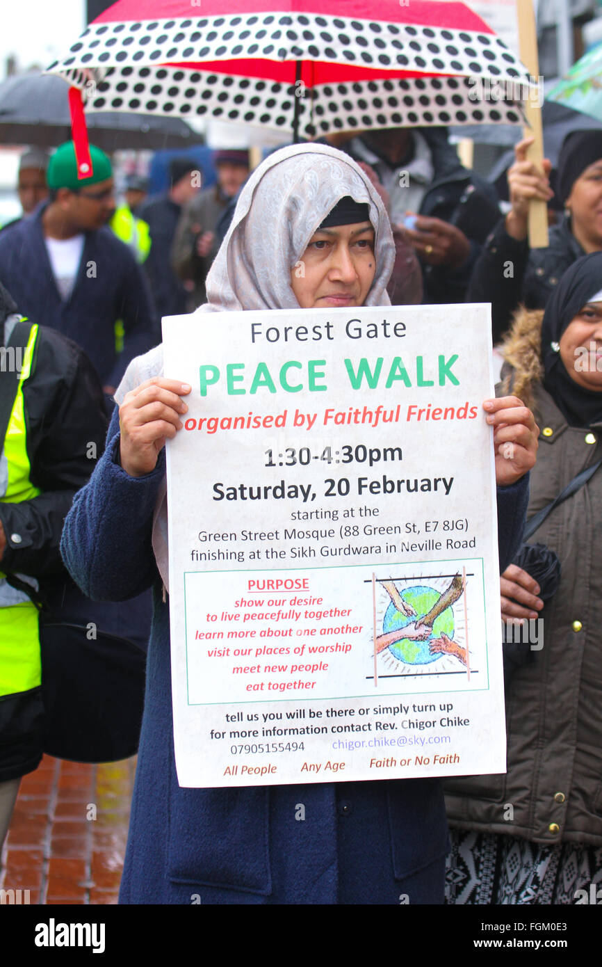 London, UK 20 February 2016. A Muslim woman holds a placard during the ...