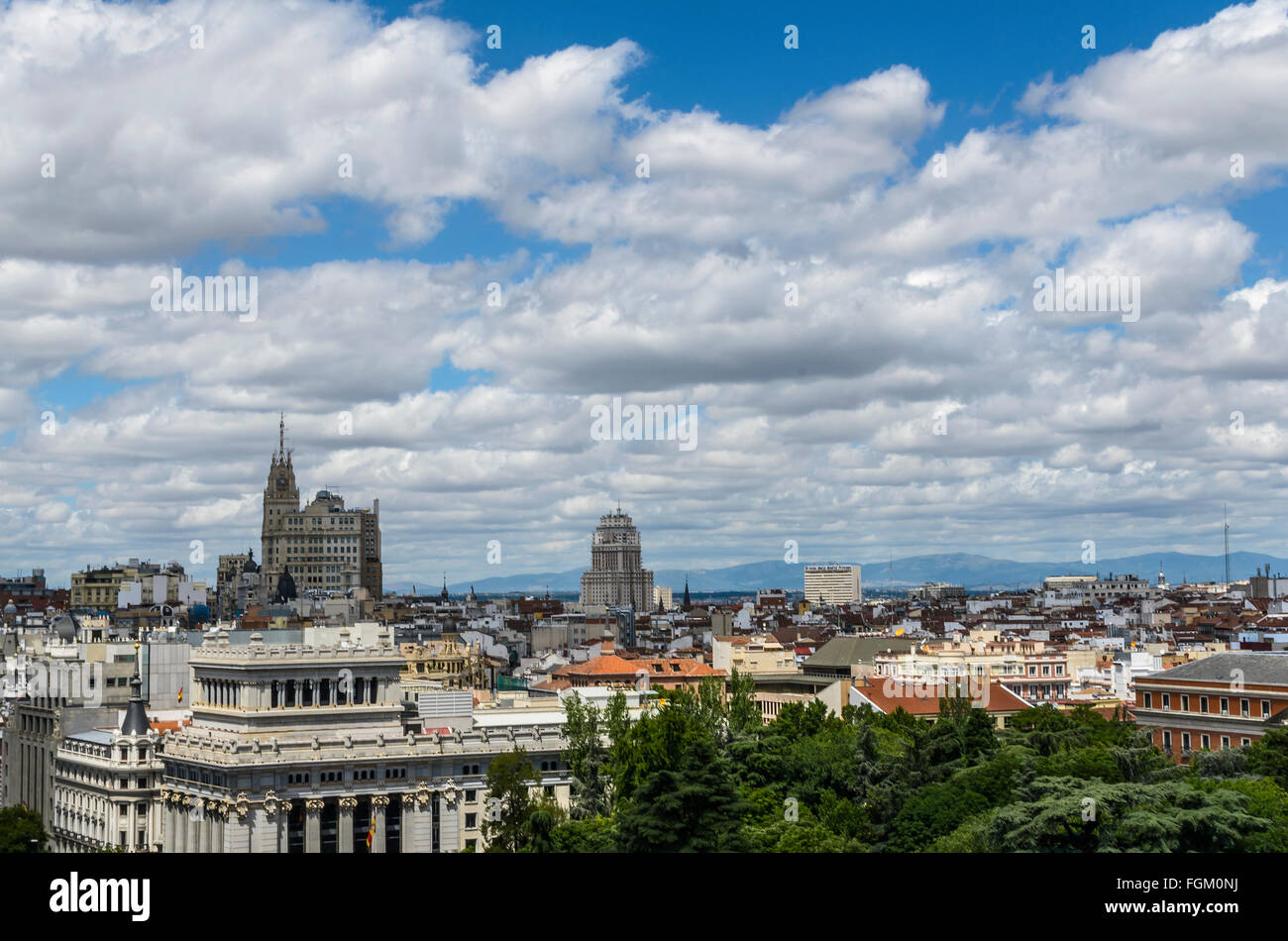 View with a urban perspective of Madrid city, Spain Stock Photo - Alamy