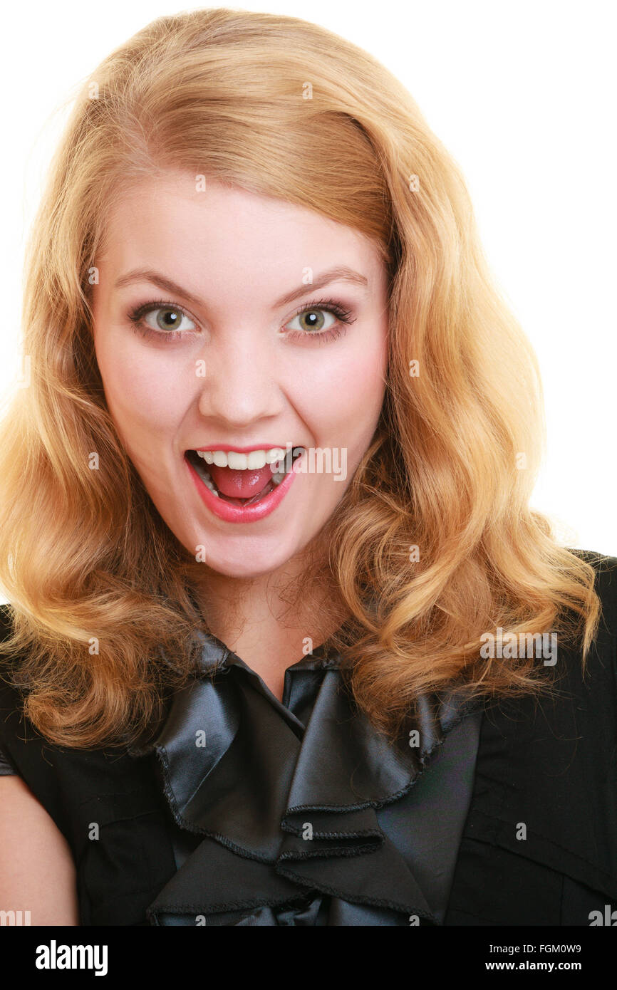 Health and beauty concept - face of beautiful happy excited woman with ...