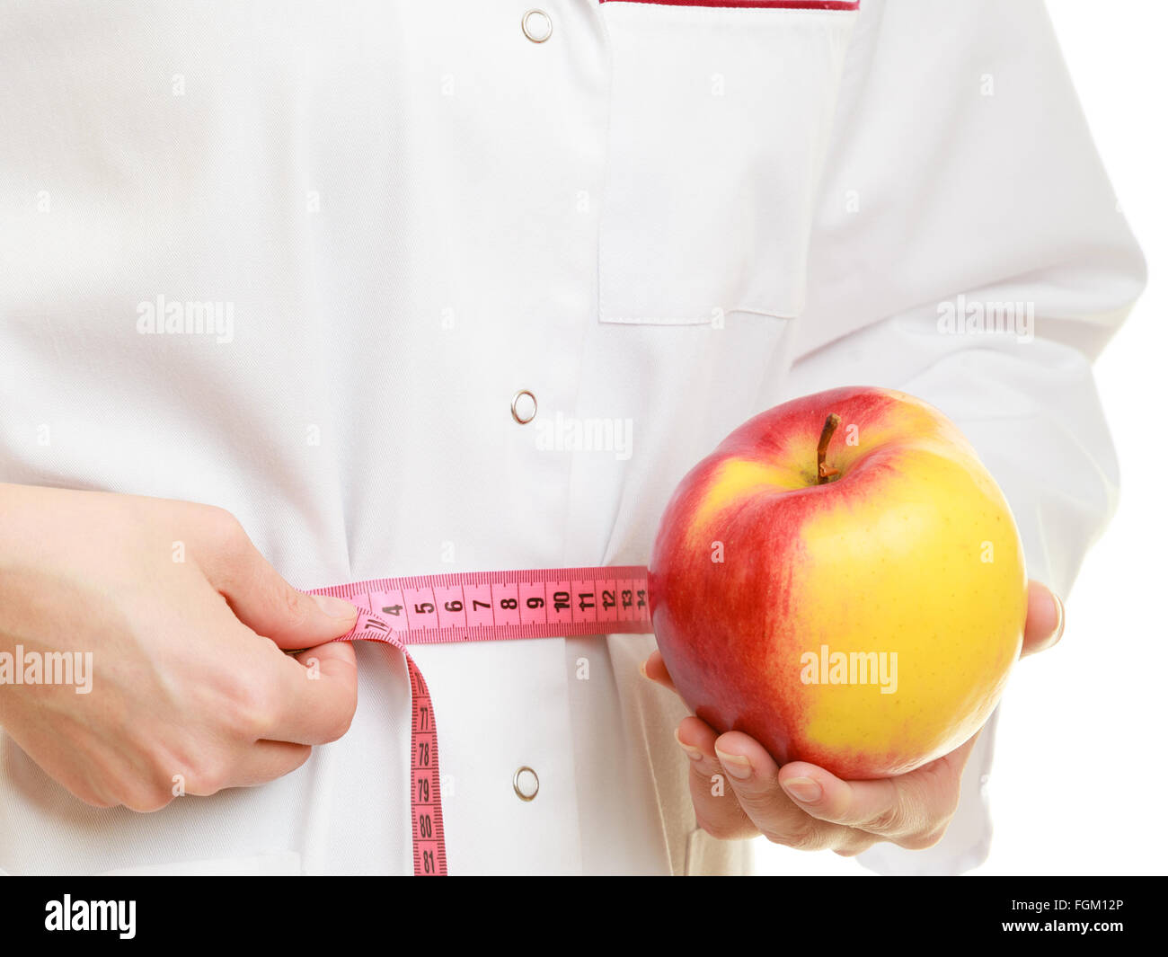 Slim down dieting concept. woman in white lab coat recommending healthy ...