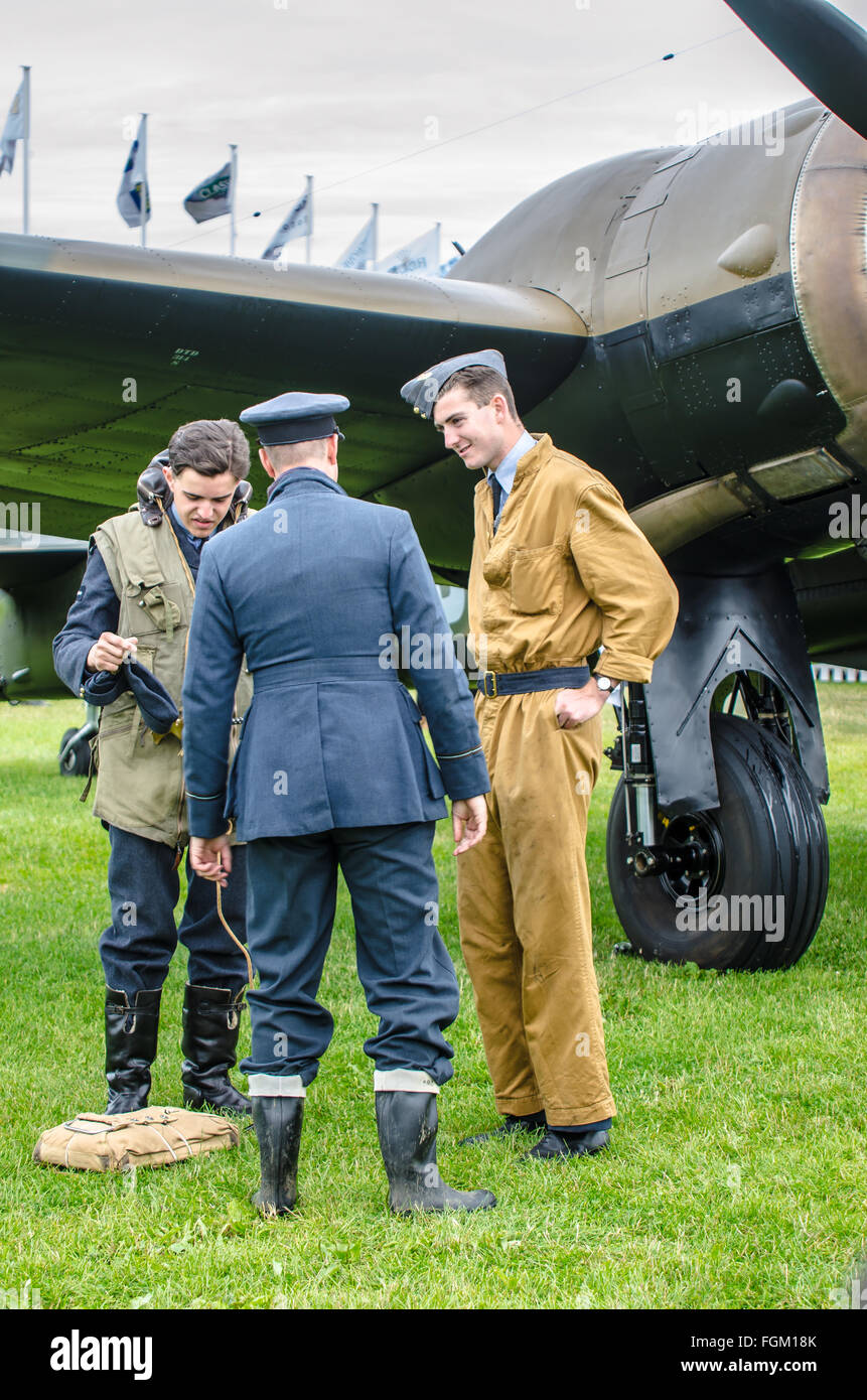 RAF re-enactors stand with a restored Bristol Blenheim MkI bomber at ...