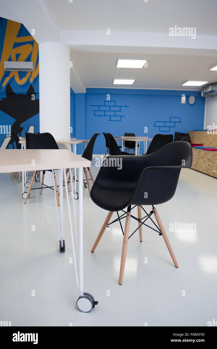 startup business office interior details, bright modern working space ...