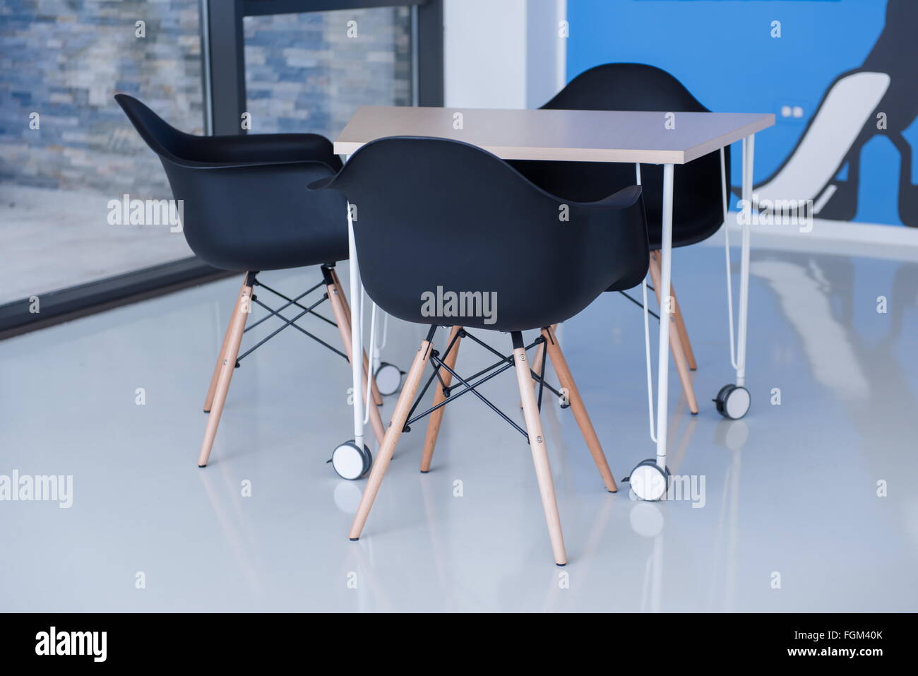 startup business office interior details, bright modern working space ...