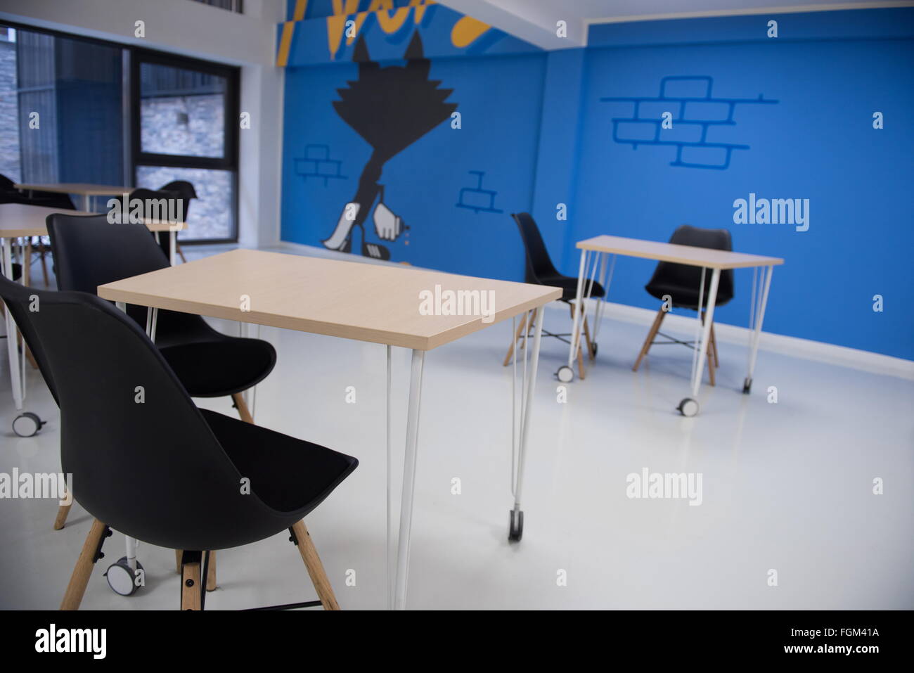 startup business office interior details, bright modern working space ...