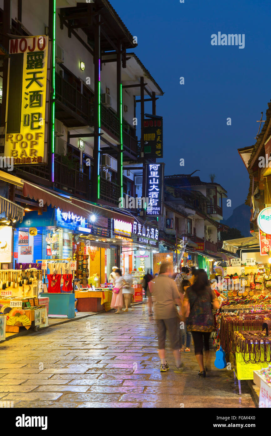 West Street at dusk, Yangshuo, Guangxi, China Stock Photo - Alamy
