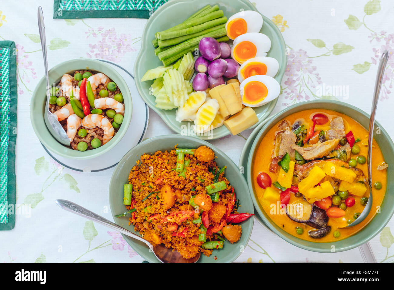 Thai food dinner set Stock Photo - Alamy