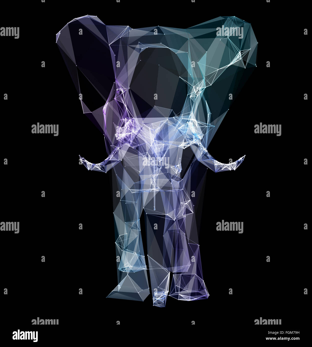 Elephant in the polygon design. Digital illustration. Concept Stock ...