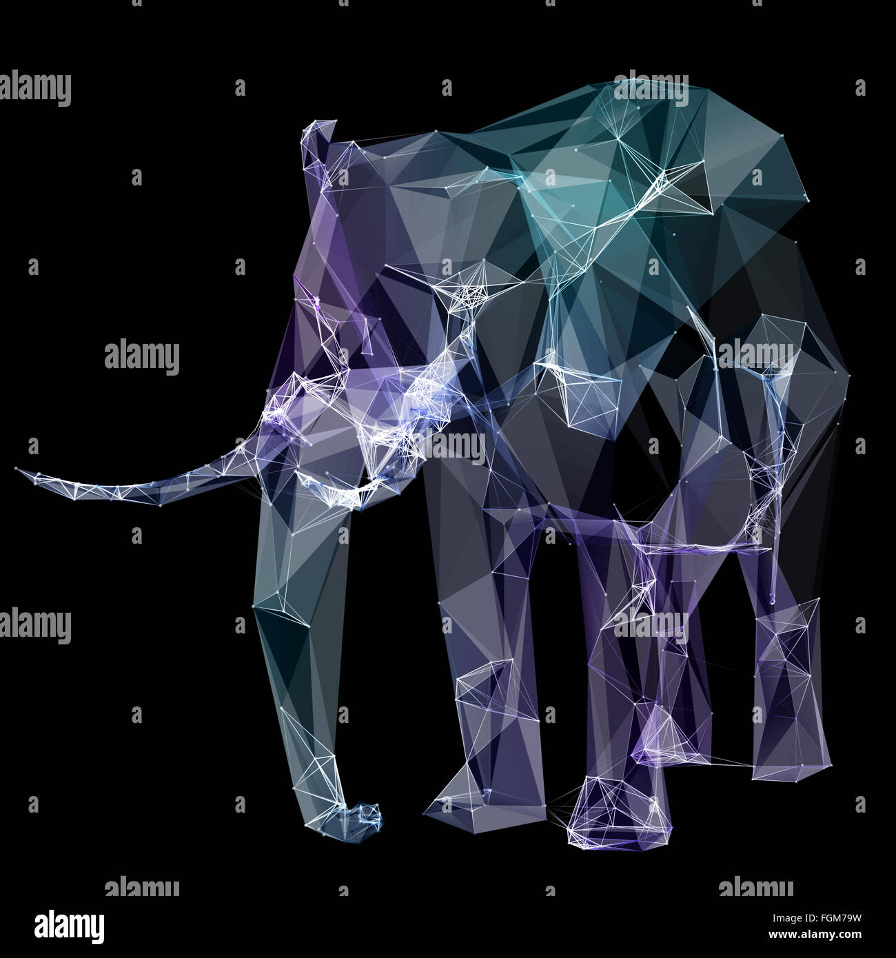 Elephant in the polygon design. Digital illustration. Concept Stock ...