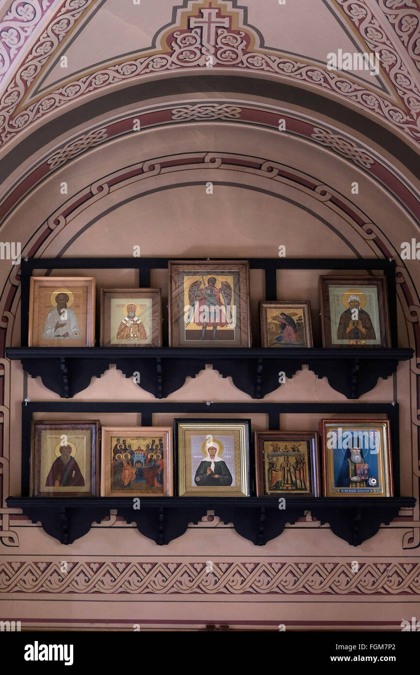 Religious icons inside the Russian Orthodox Church of Saint Mary ...
