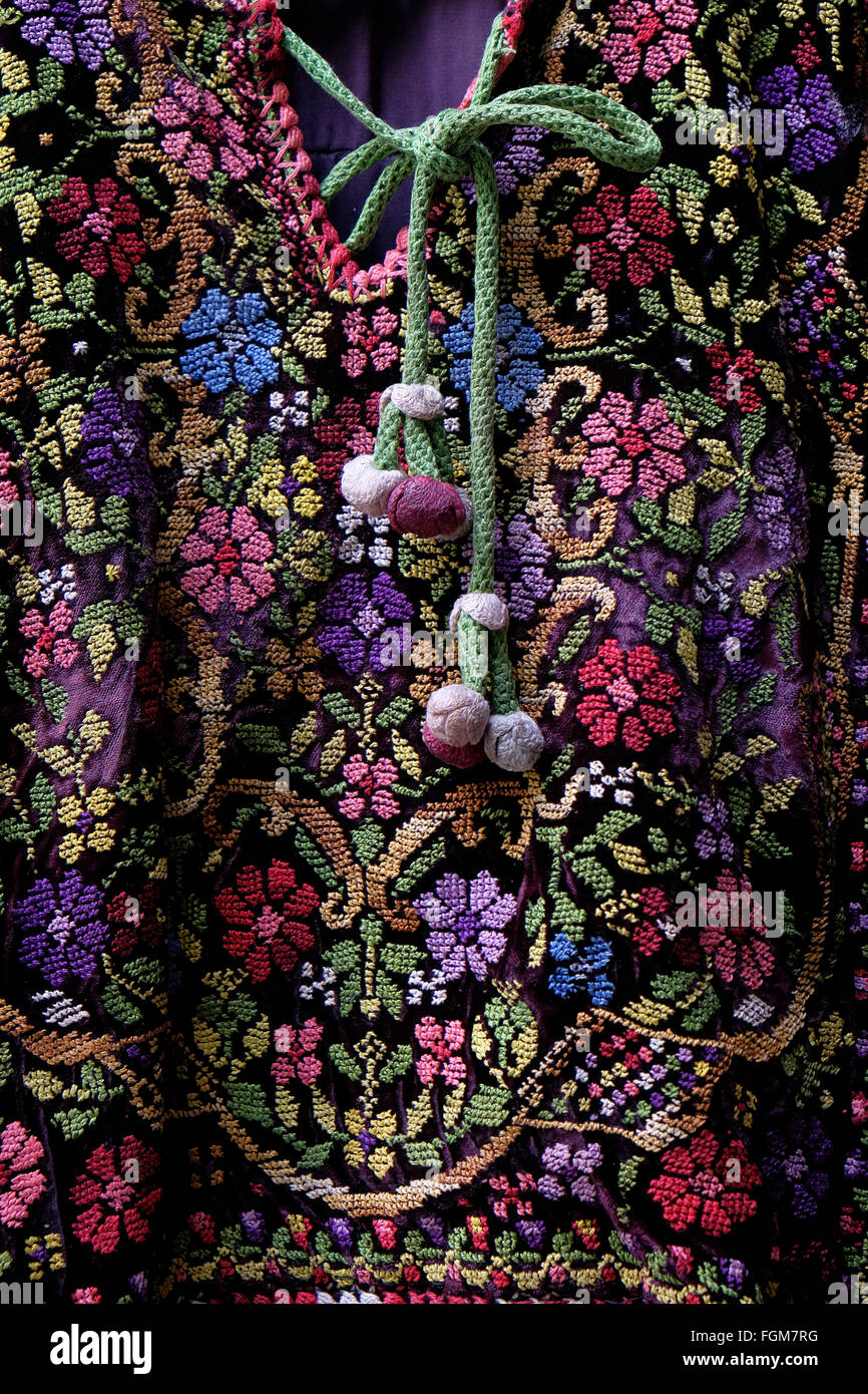 A traditional Palestinian garment for sale at the bazaar market in the ...